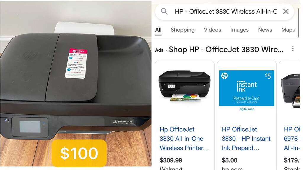 $100出 HP 3830无线打印机 - 二手市场 - Niwenn