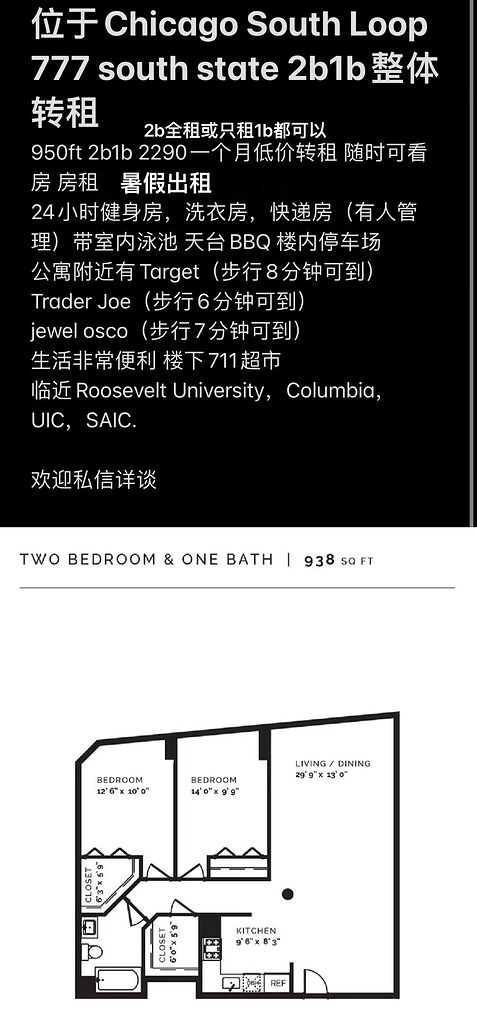 South Loop 2b1b 整体转租 - 房源 - Niwenn