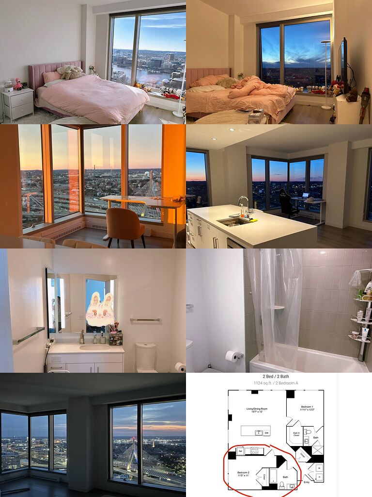 波士顿顶级豪华公寓Alcott 34楼Corner View 2B2B期中的一间 - 房源 - Niwenn