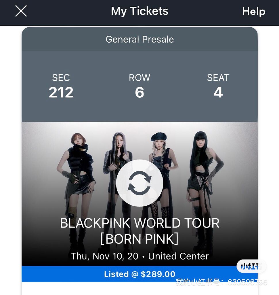 出blackpink演唱会门票 11.10 芝加哥场 - 二手市场 - Niwenn