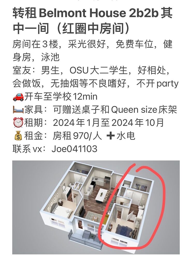 转租 Belmont House 2b2b其中一间 - 房源 - Niwenn