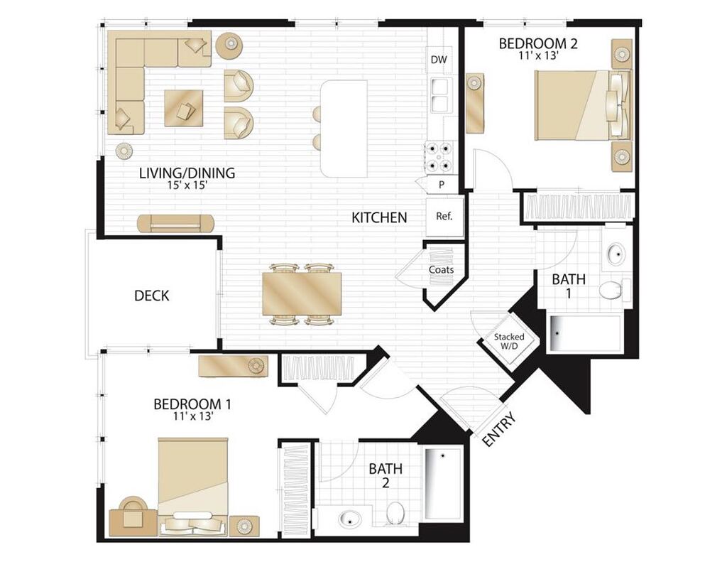 parkplace 2b2b中的1b1b招短租 5.3-8.20 - 房源 - Niwenn
