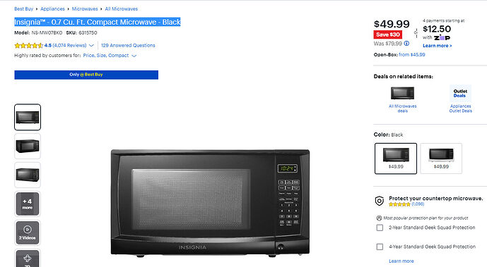 Insignia™ - 0.7 Cu. Ft. Compact Microwave - Black 9新 20刀 安娜堡可送货 - 二手市场 - Niwenn
