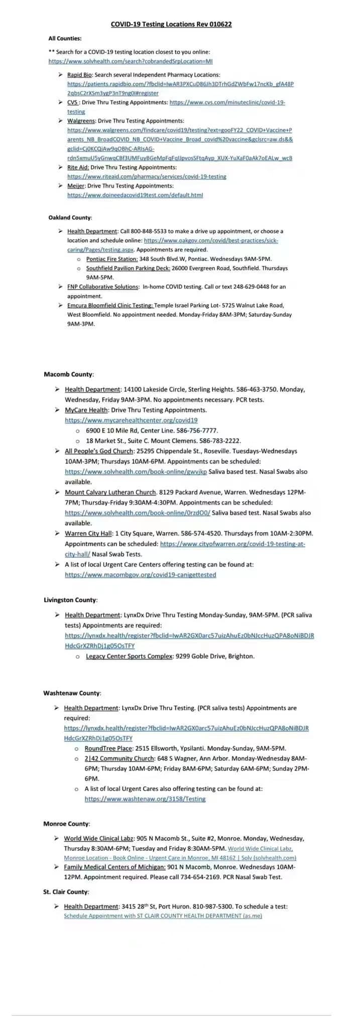 大底特律区 Covid 检测点 - 服务•百科•推荐 - Niwenn